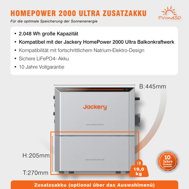 Balkonkraftwerk mit Jackery HomePower Ultra 2000 Speicher-Wechselrichter